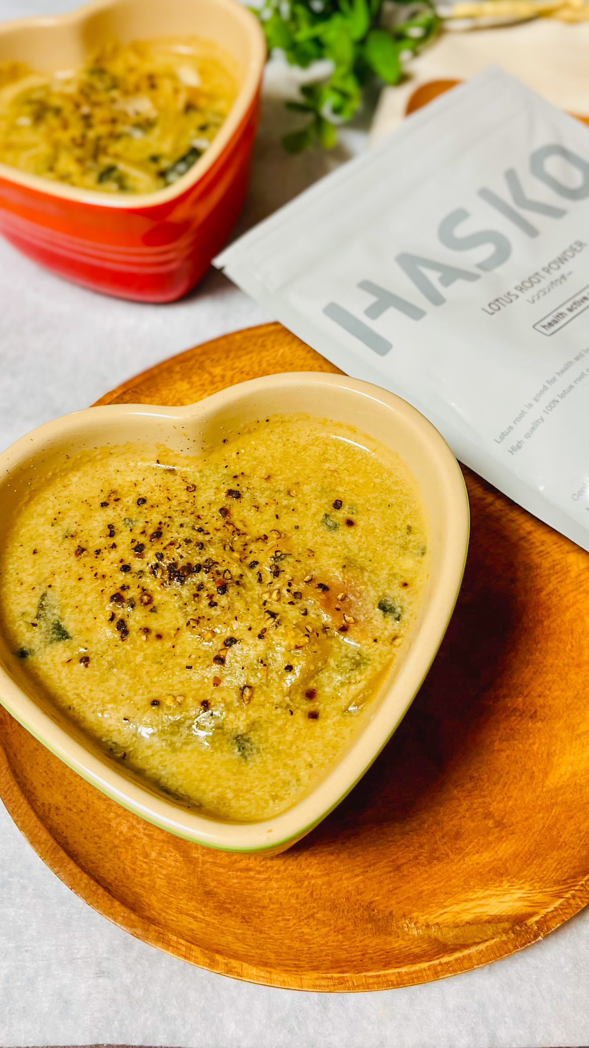 れんこんパウダーと野菜のクリームスープ – HAS-LAB（ハスラボ）